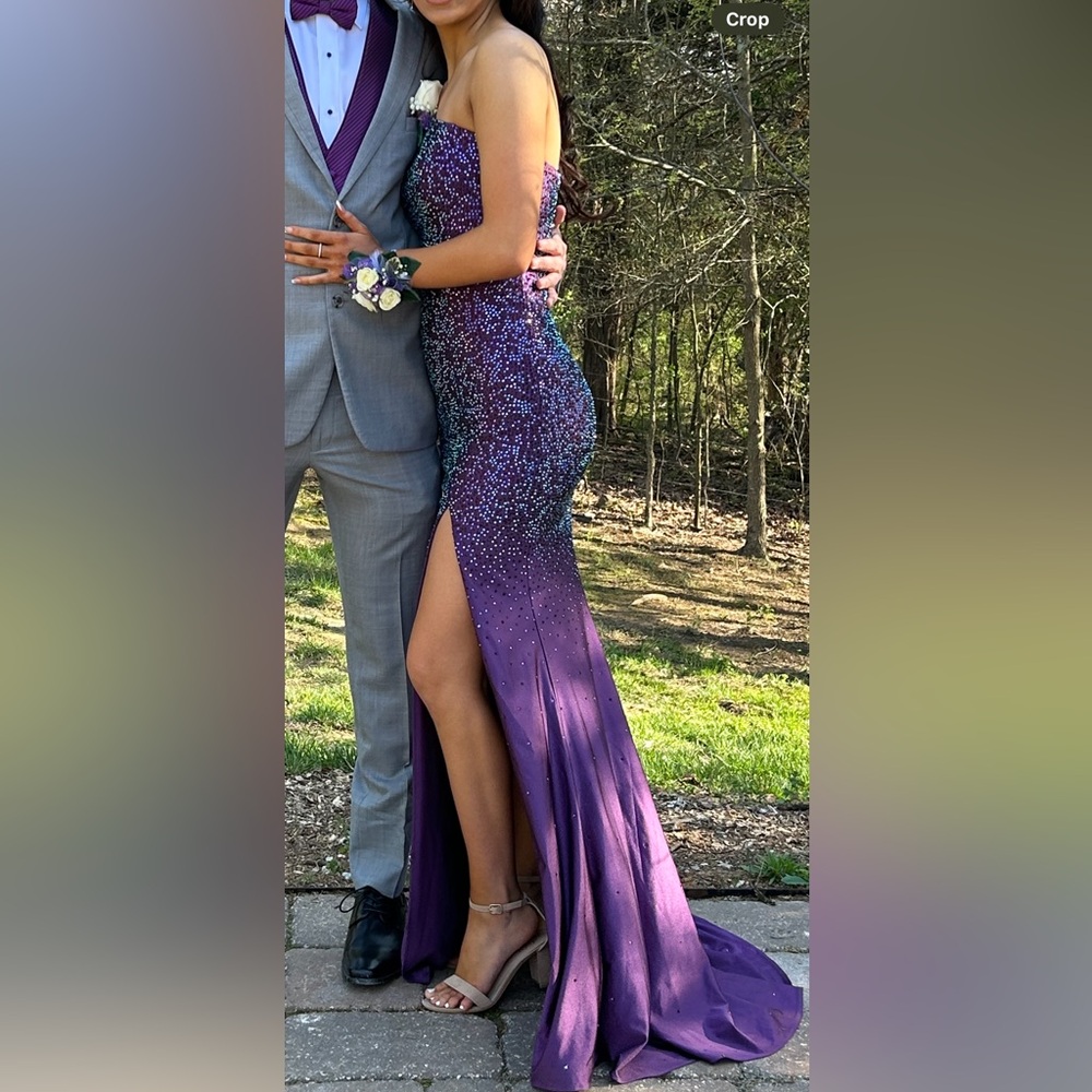 Purple Sequined Long Formal Prom Dress - Gem
